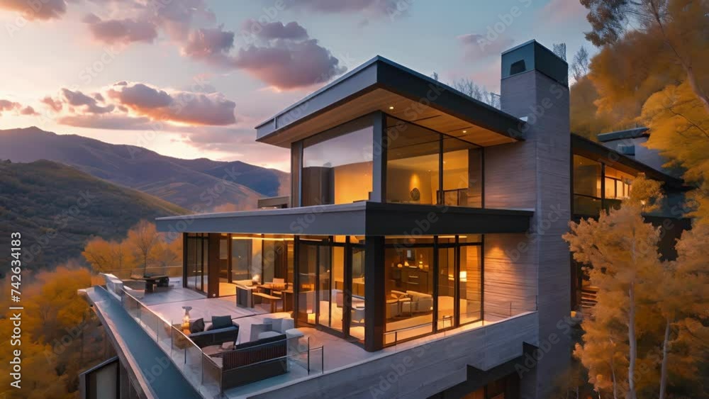 With an open floor plan and walls of windows this modern canyon ...