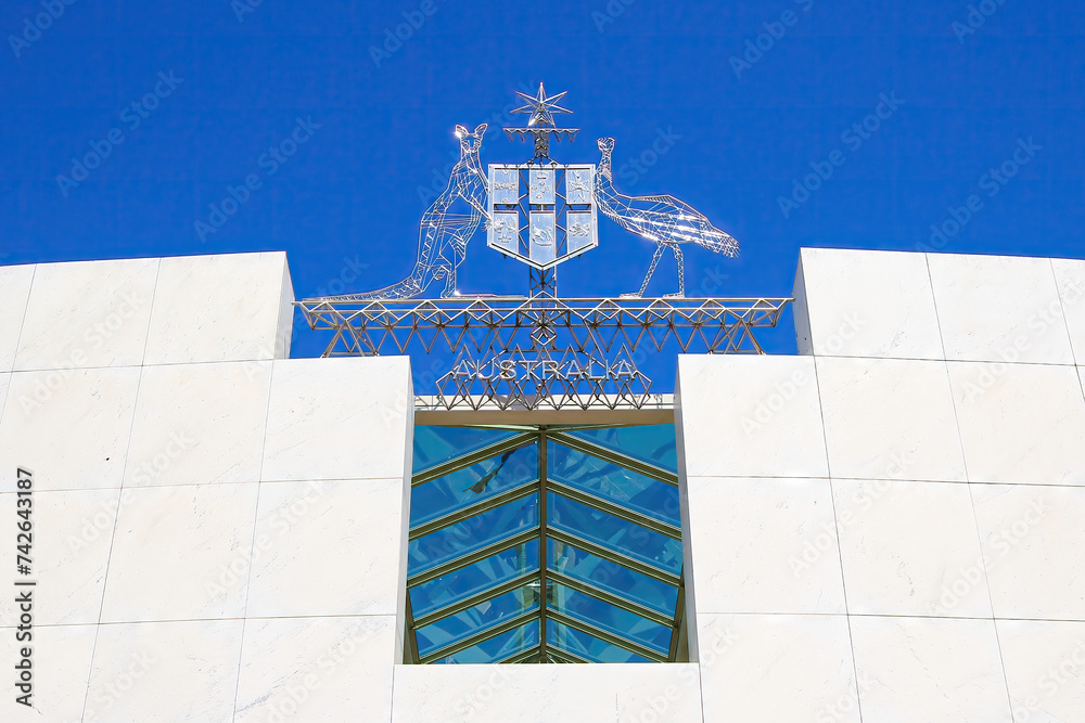 Coat of Arms of Australia featuring a shield held by a kangaroo and an ...