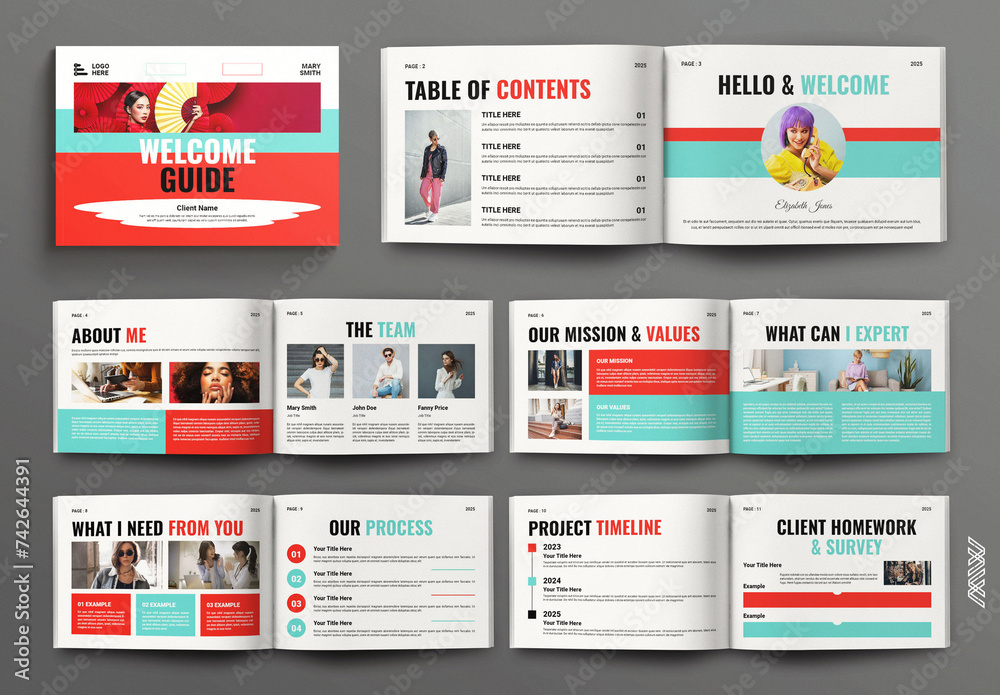 Client Welcome Guide Template Landscape Stock Template | Adobe Stock