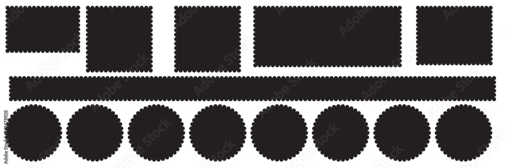 Scallop edge shapes - circle, square, oval, modern brutalism forms ...
