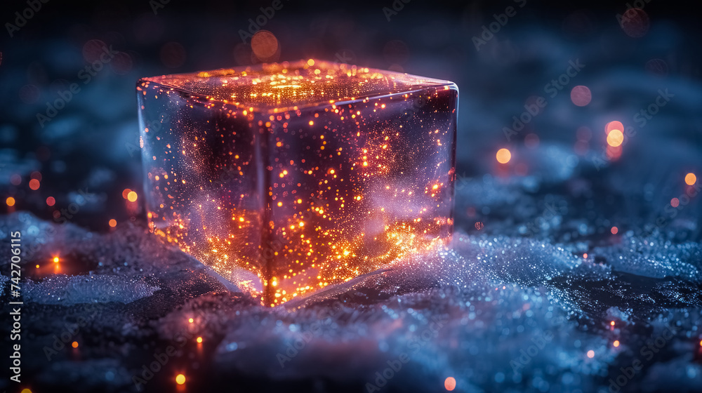 glowing translucent gift box color, dark night, Air Drops, gift box ...
