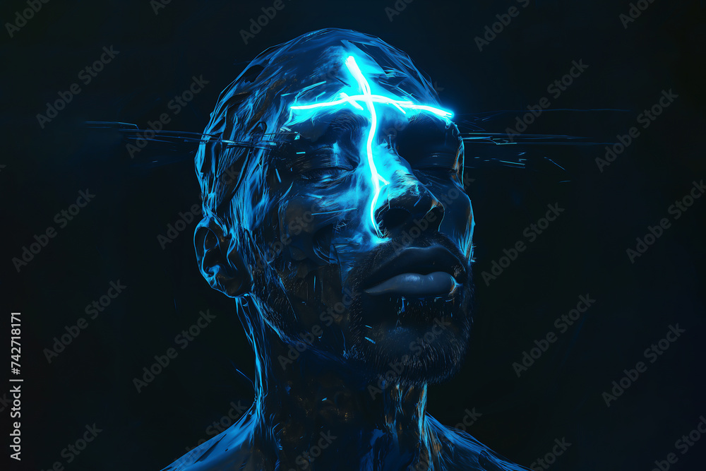 Religious male fanatic converting to the Christian religion while ...