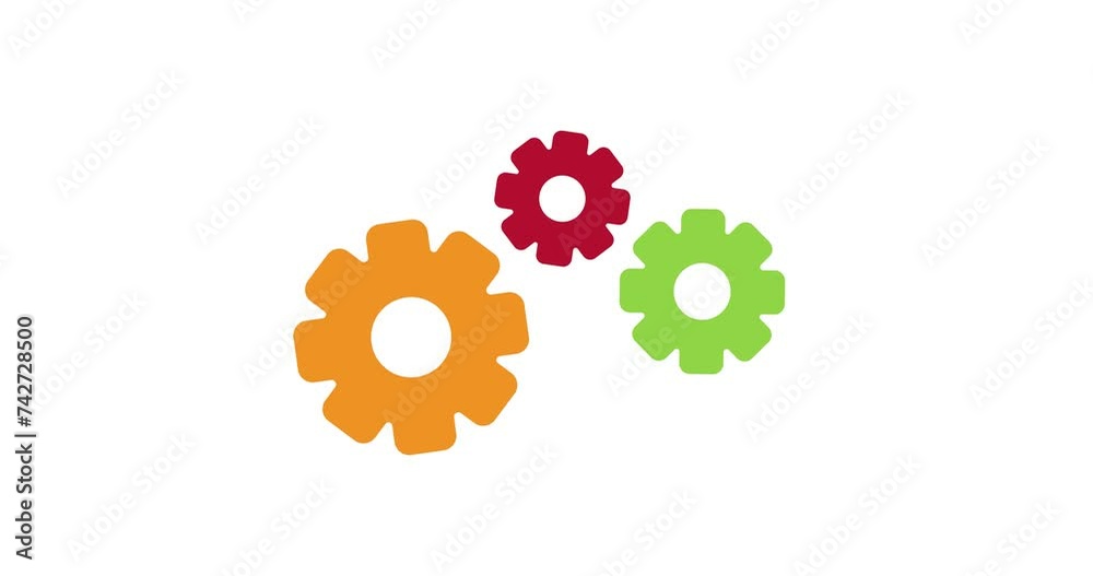 Unity in gear motion. Gear wheels turning together. Three gear rotating ...
