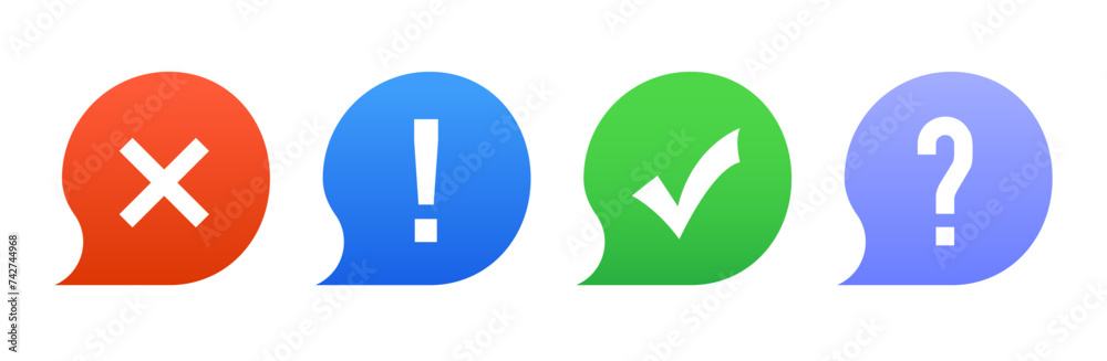 Vetor de Icon set of check mark, cross, question mark, exclamation ...