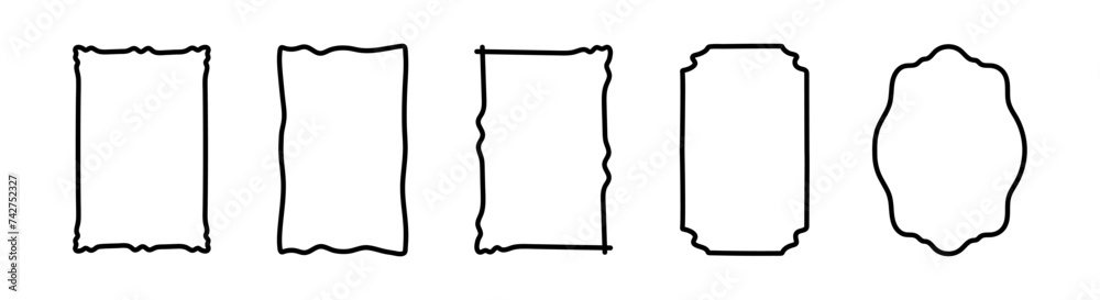 Doodle hand-drawn curve edge frames. Set of the vector text boxes ...