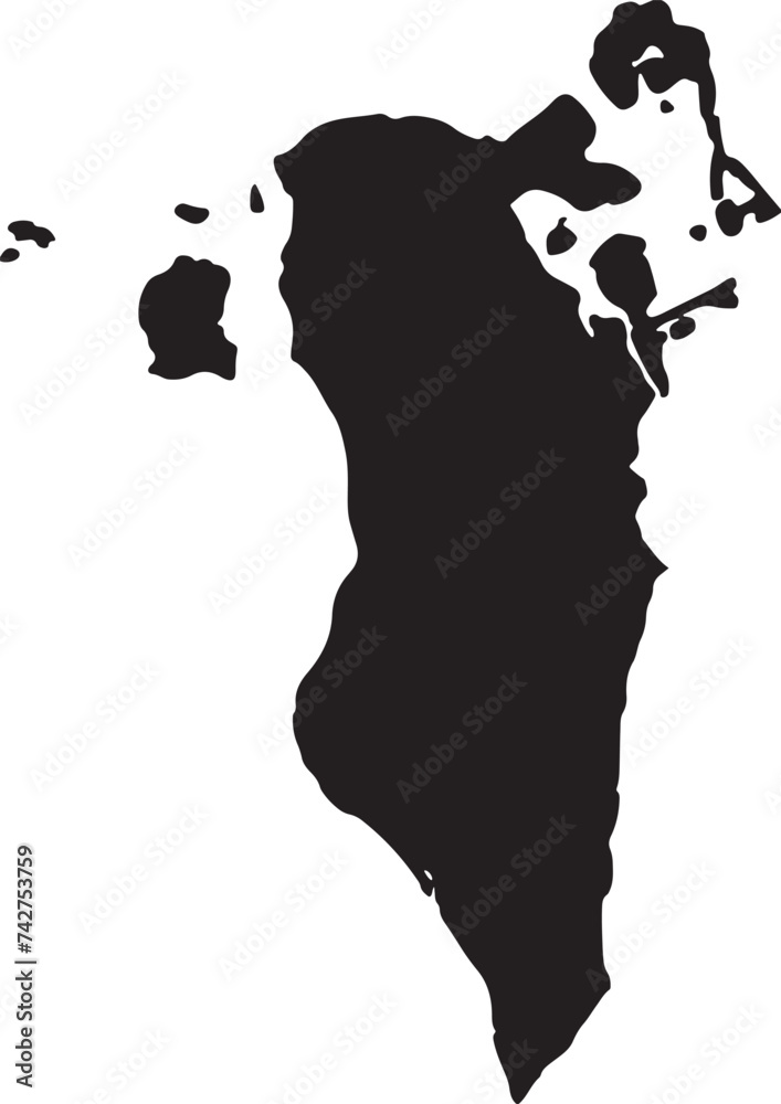 Bahrain map vector, isolated on white background. Black map template ...