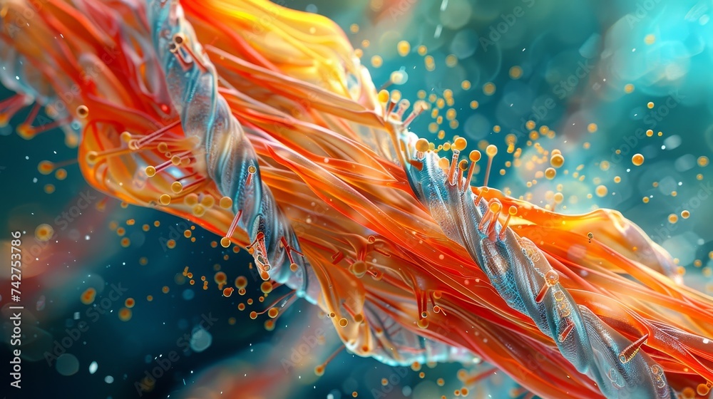 3D illustration depicting the vibrant and detailed structure of muscle ...