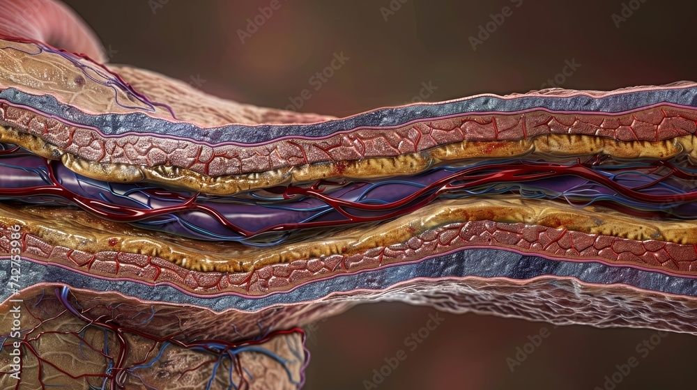 A high-resolution illustration displaying the various layers of human ...