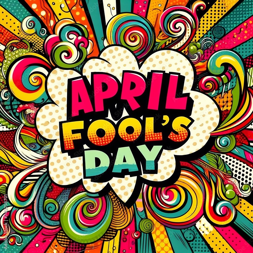 April Fool's Day pop art comic banner template. Vector funny postcard ...