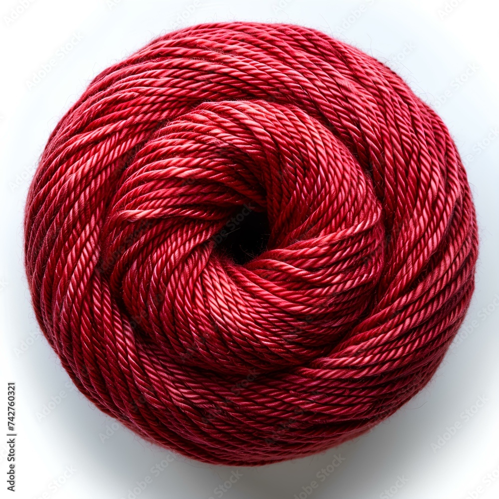 ball of knitting yarn. red wool yarn. red cotton yarn. red knitting ...