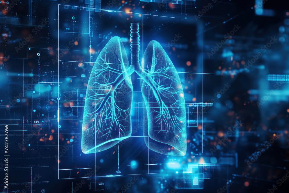 Doctor examines patient diseased lungs using radiological imaging ...