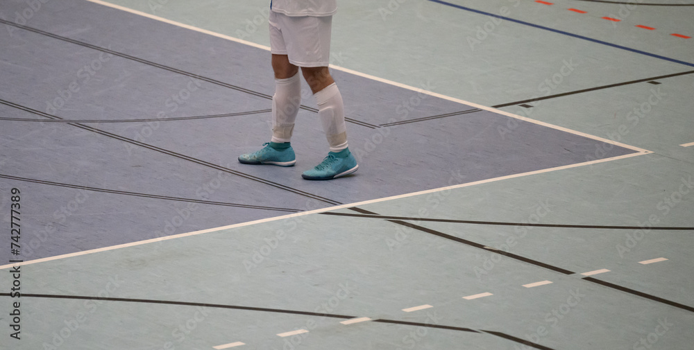 Foto Stock Futsal Hallen Fußball und Sporthallenboden in einer ...