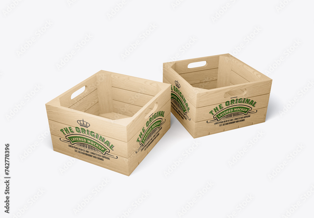 Classic Wooden Crate Mockup Stock Template | Adobe Stock