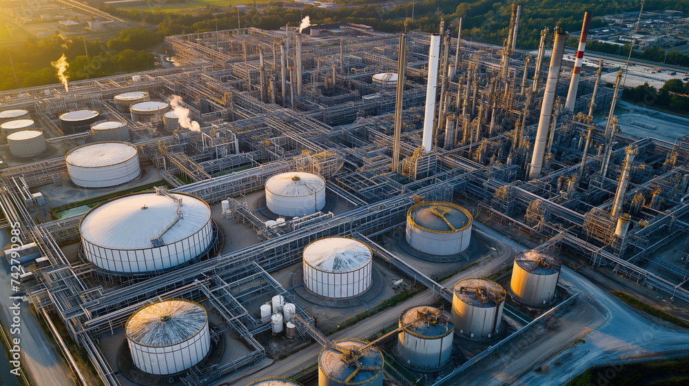 aerial view of oil and chemical tank storage in chemical plant ...