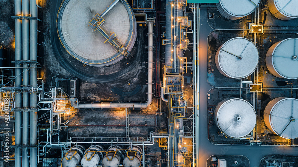 aerial view of oil and chemical tank storage in chemical plant ...