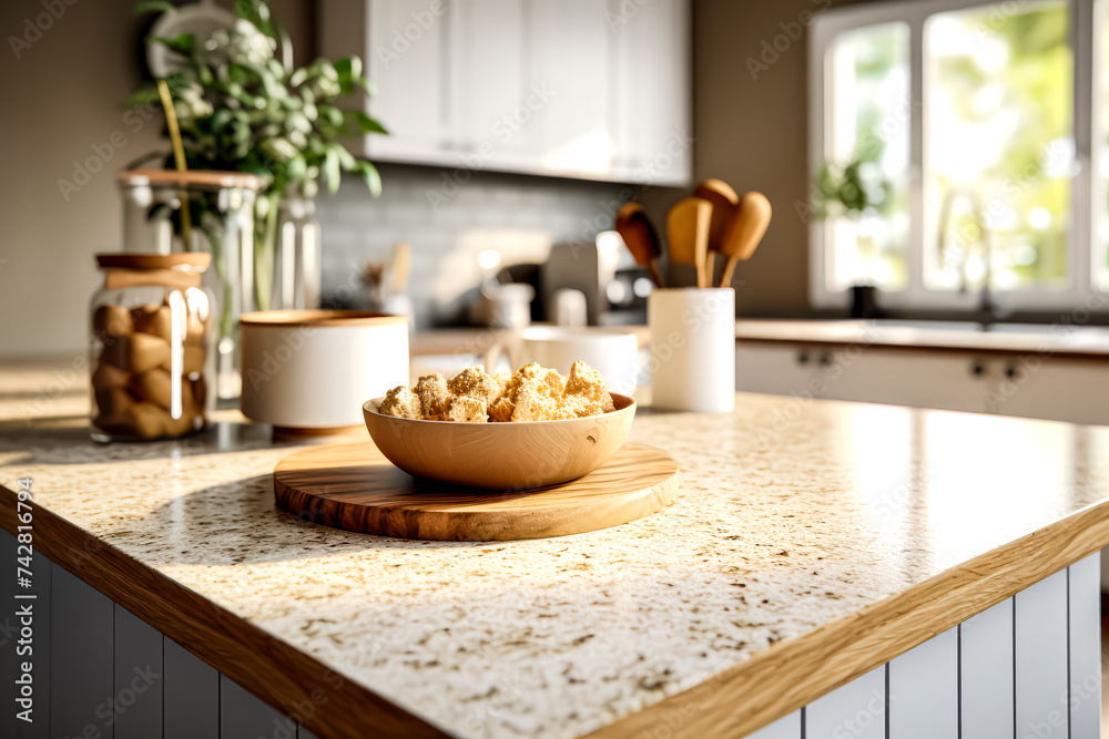 A luxurious marble kitchen background exudes elegance and ...