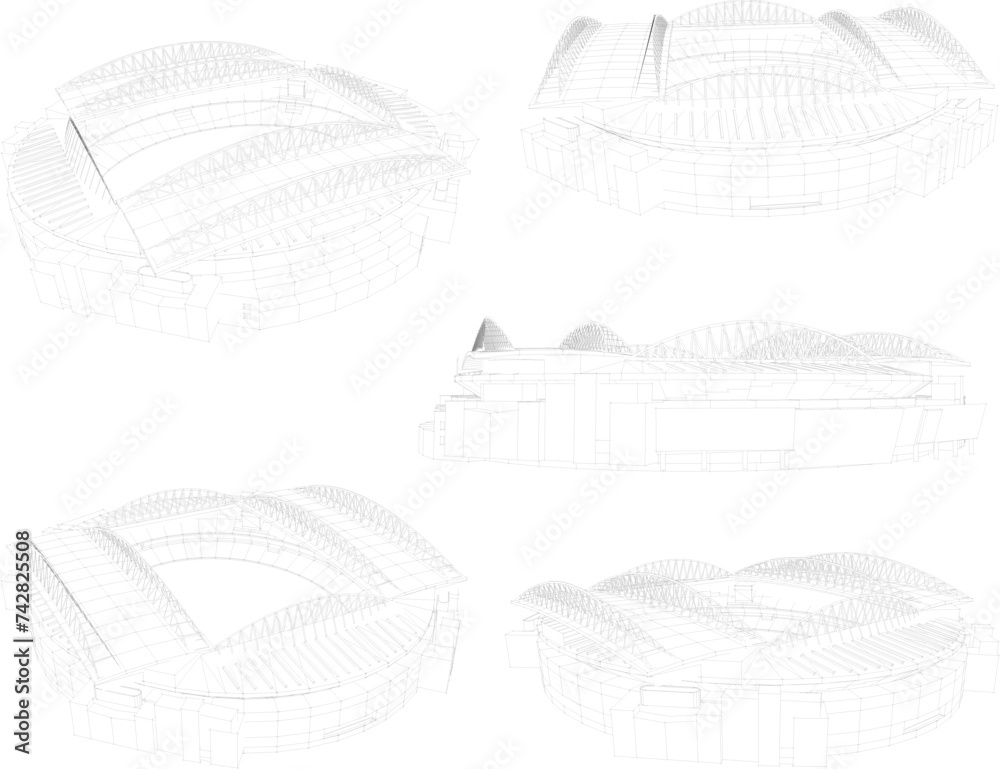 Vector sketch illustration design drawing of architecture of modern ...