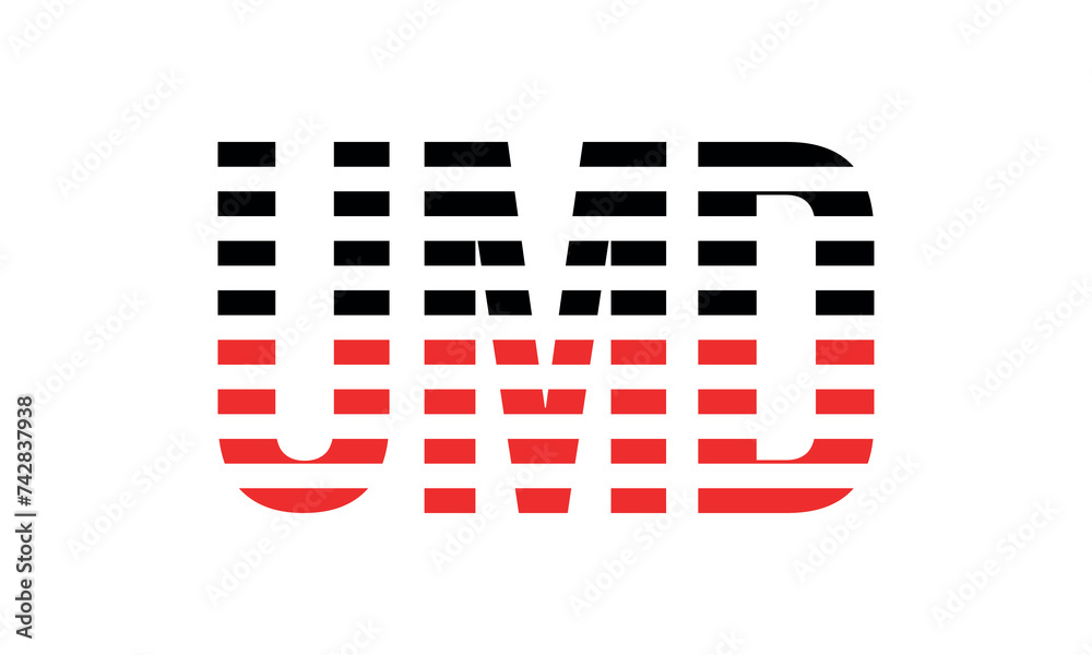 UMD three initial letter iconic line negative space minimal logo design ...