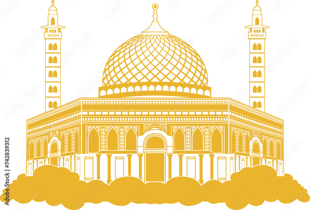 Masjid al aqsa palestine outline Stock Vector | Adobe Stock