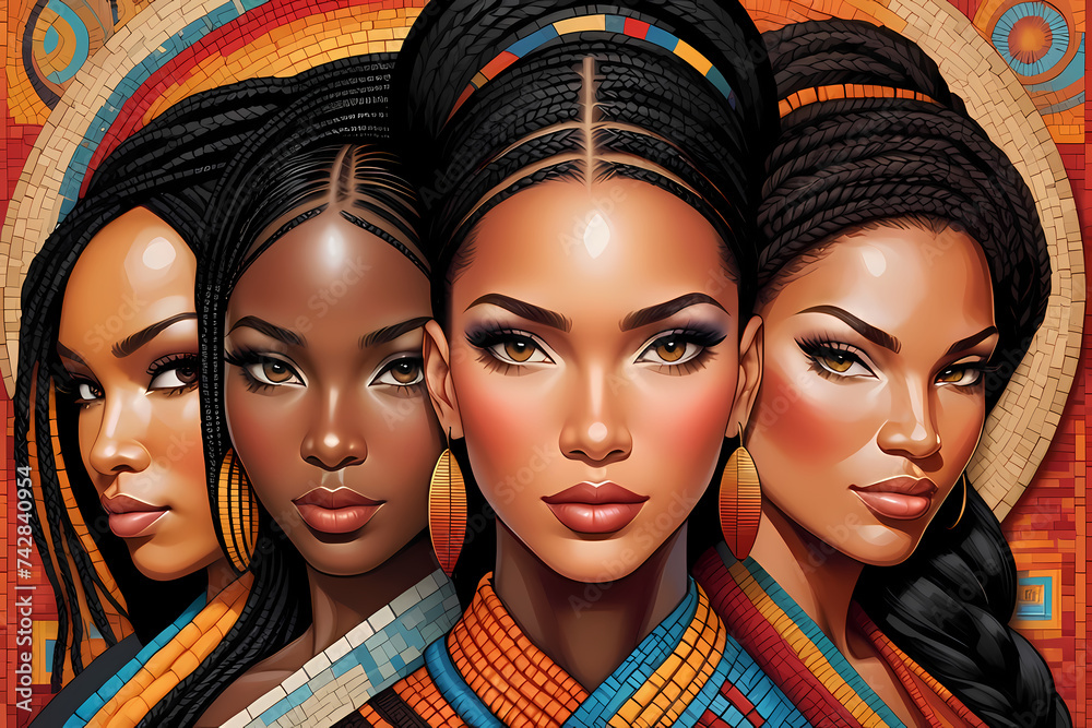 African woman diverse of woman, American african, Afro girl, Black ...