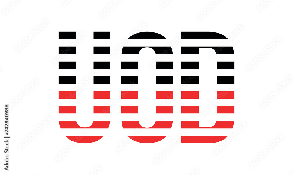 UOD three initial letter iconic line negative space minimal logo design ...