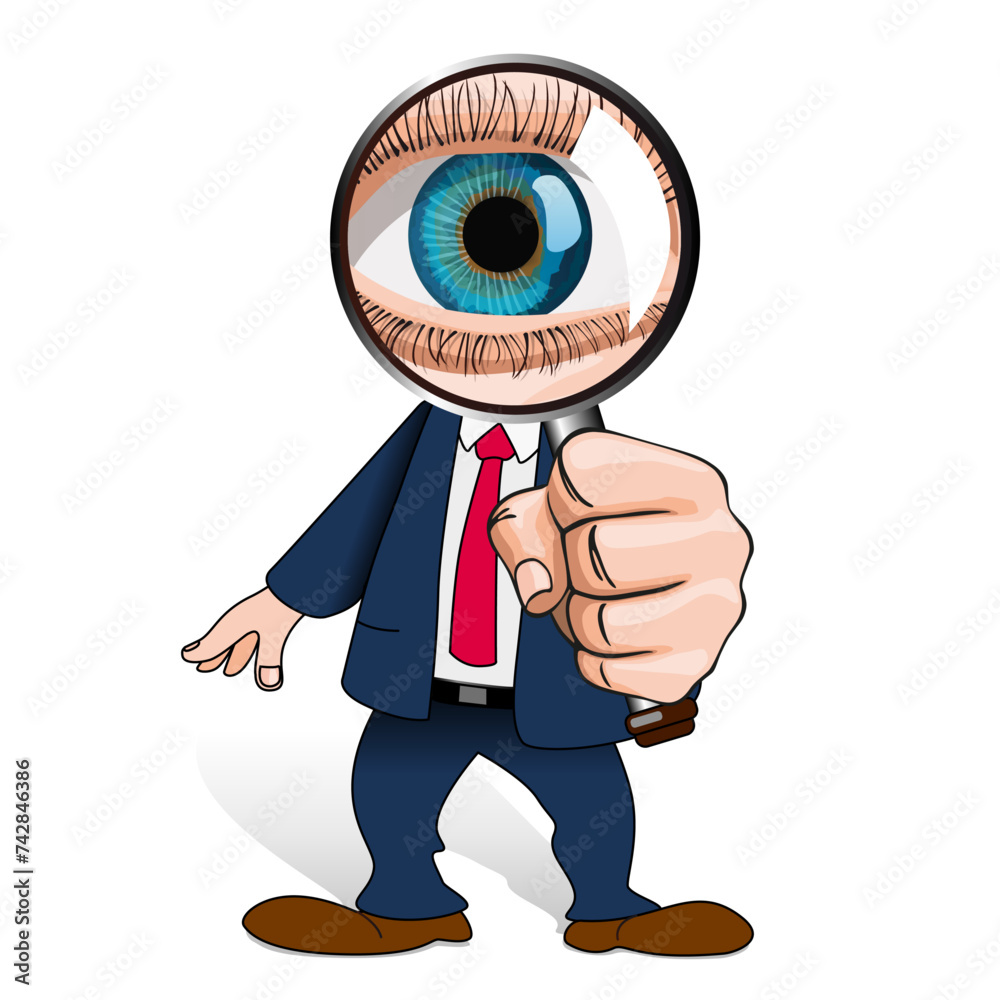 Concept de l’observation et du contrôle avec un dessin humoristique qui ...