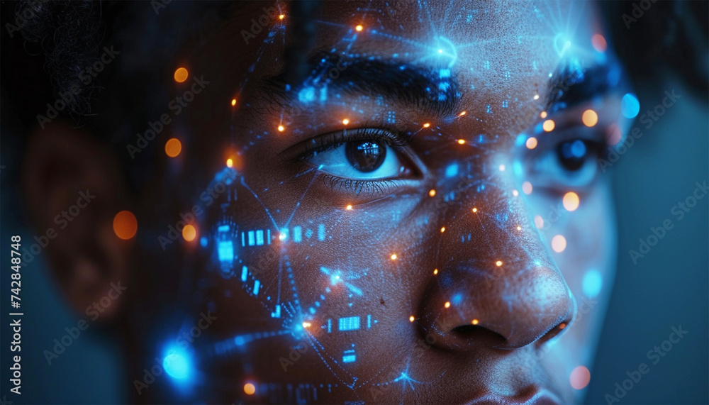 Face analysis.Future. Face Detection. Technological 3d Scanning ...