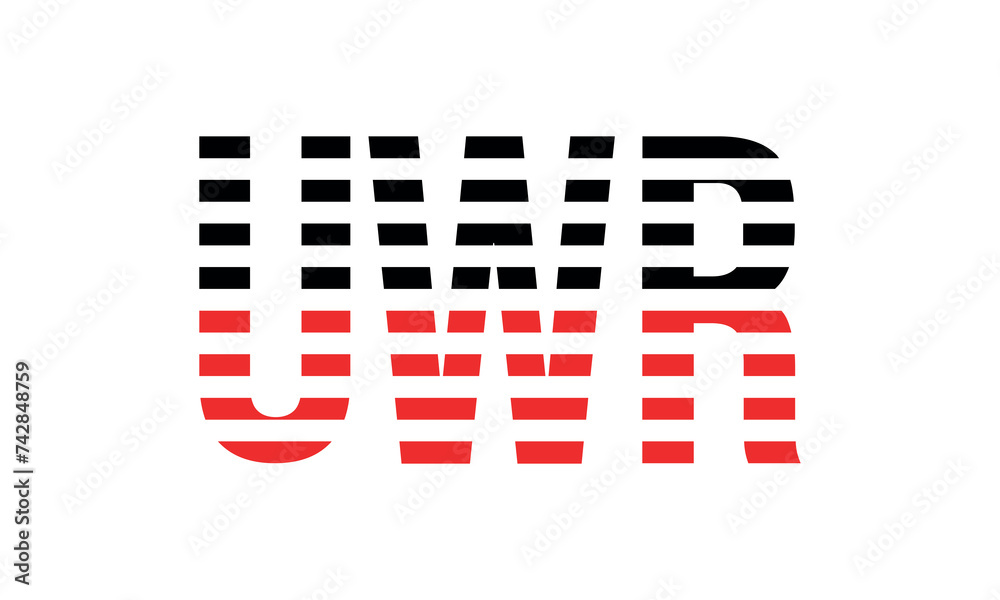 UWR three initial letter iconic line negative space minimal logo design ...