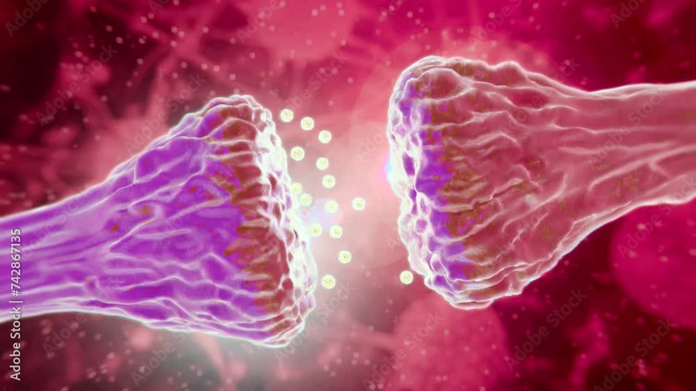 Animation of neuron cells with glowing links. Nerve cells Activity in ...