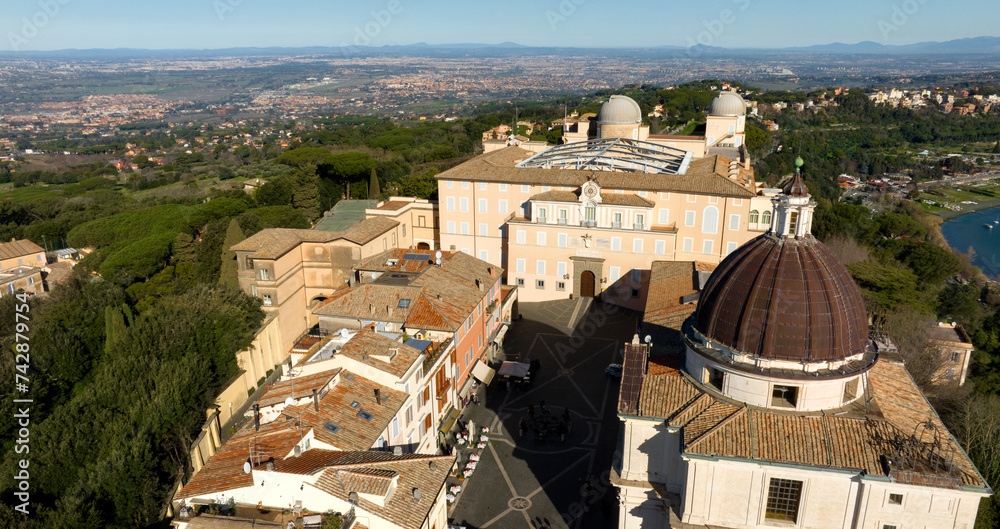 Aerial view of the Papal Palace of Castel Gandolfo. The Apostolic ...