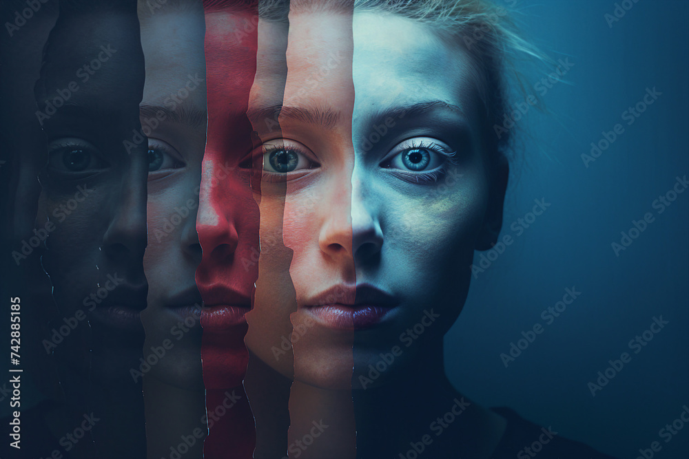 Human face symbolizes psychological instability anxiety and bipolar ...