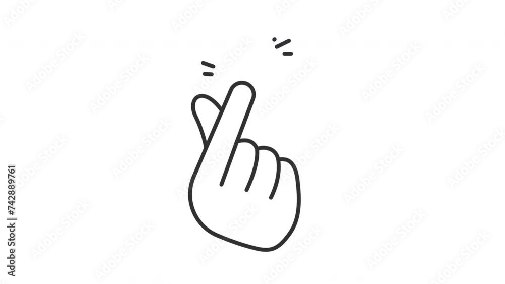 Animated finger heart icon. Love symbol line animation. Hand gesture ...