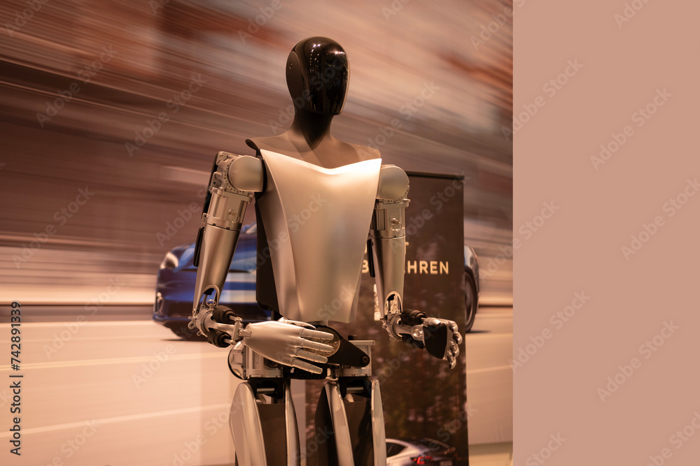 futuristic humanoid robot named Tesla Bot Optimus, designed by Tesla ...