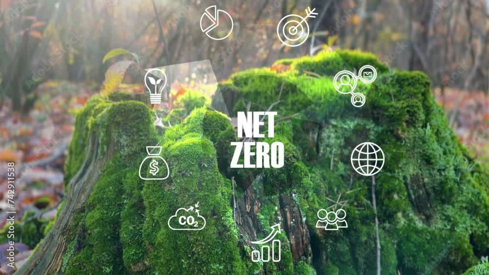 Net zero and carbon neutral concept 2050. Net zero icons In Green ...