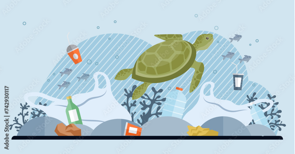 Waste pollution vector illustration. Climate change is exacerbated by ...