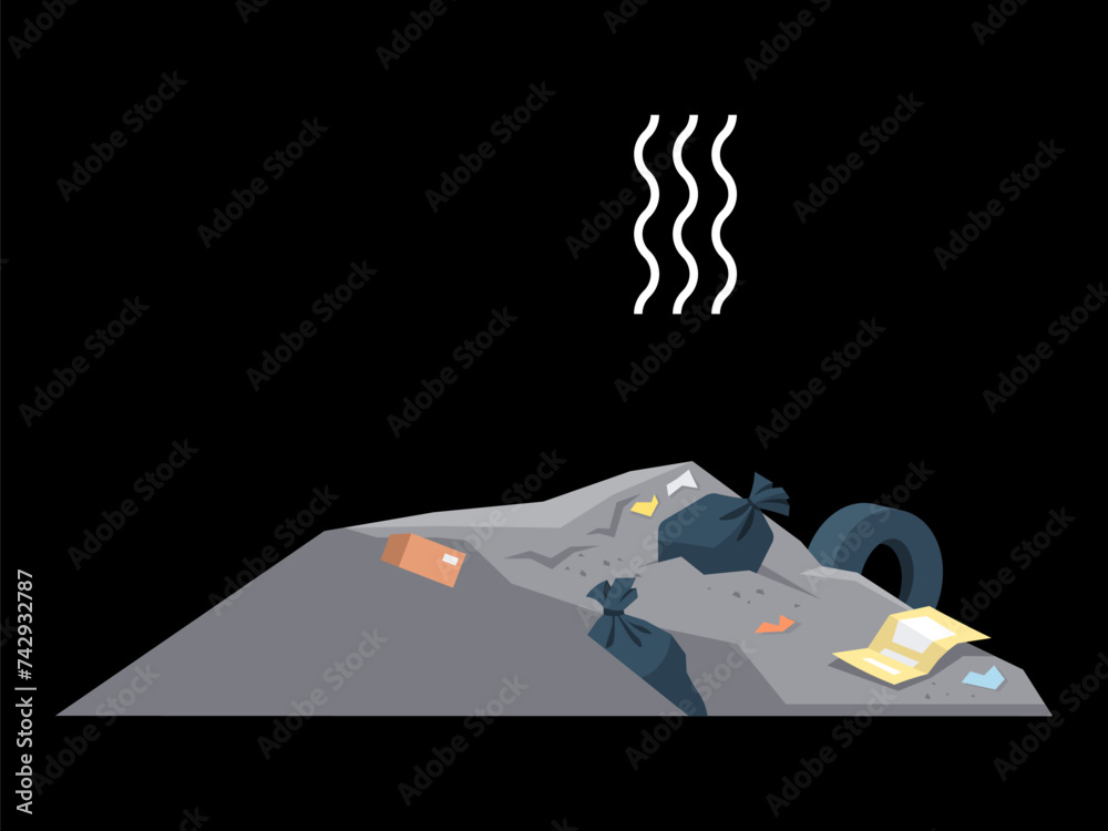 Waste pollution vector illustration. The accumulation junk and trash ...