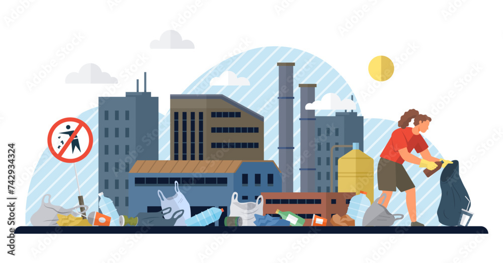 Waste pollution vector illustration. The waste pollution metaphor ...