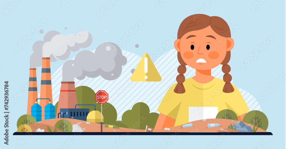 Waste pollution vector illustration. Waste management strategies should ...