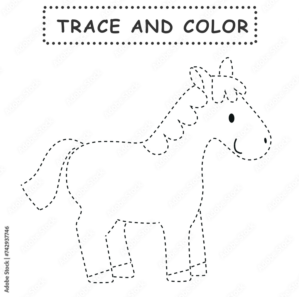 Trace and color for children. Handwriting practice. Coloring page for ...