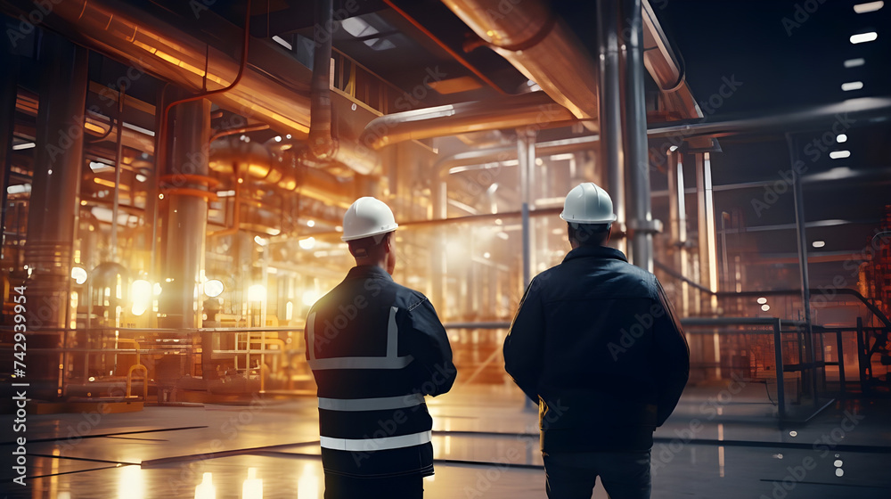 Engineers overseeing the installation of fire protection systems and ...