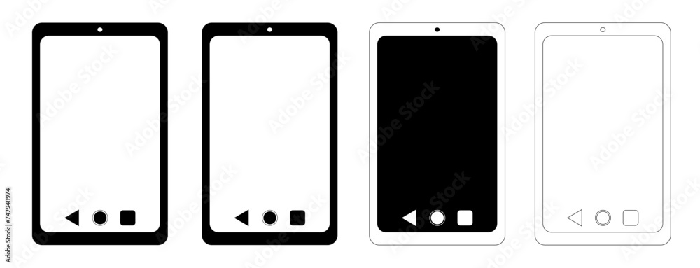 Vecteur Stock Vector e ilustración de iconos de celulares con colores en blanco y negro. | Adobe ...