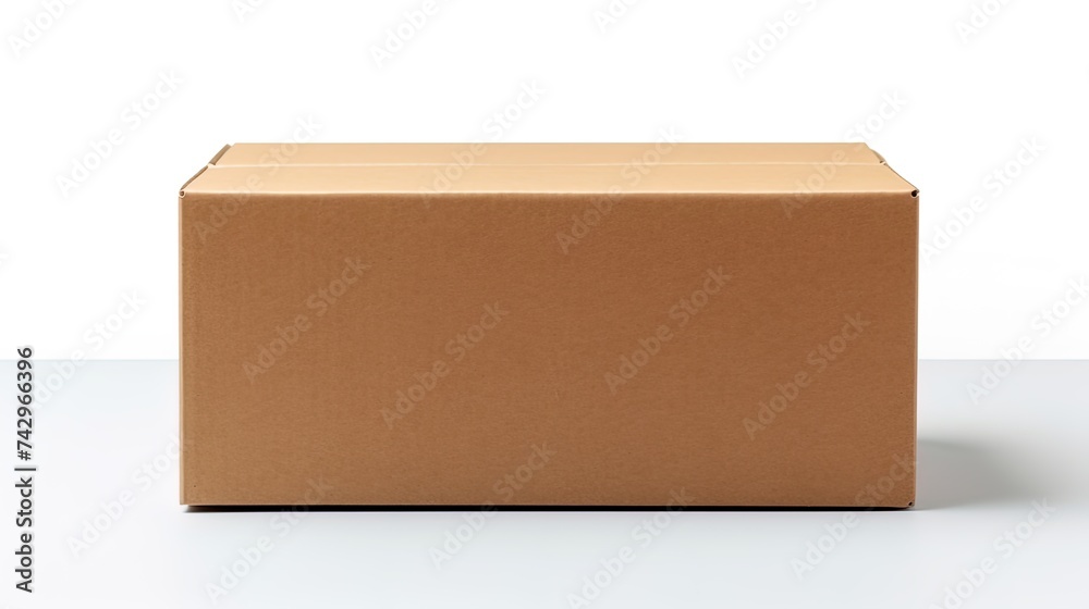 low cardboard box, front view, white background, super realistic, ultra ...