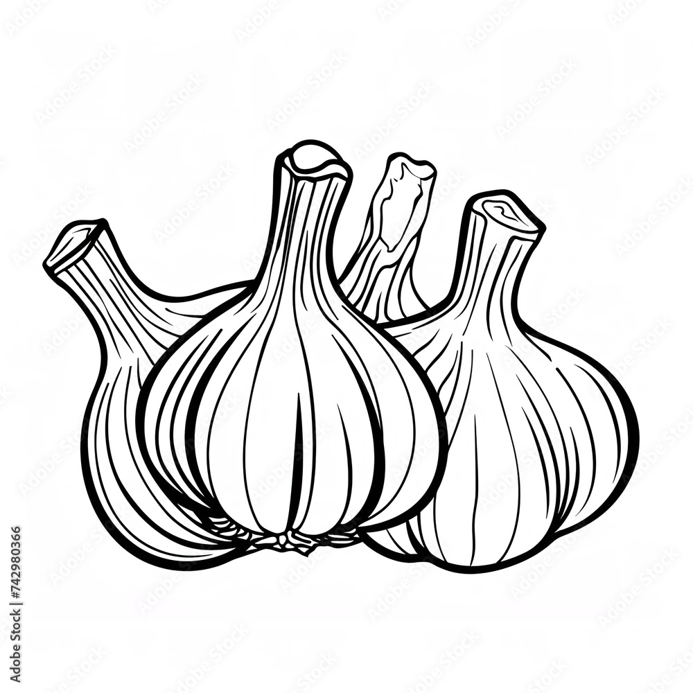Minimalistic Garlic Line Art Vector SVG Coloring Stock Illustration ...
