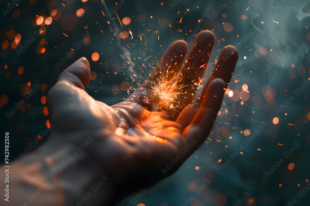 DX, digital transformation background. Digital sparks or framework ...