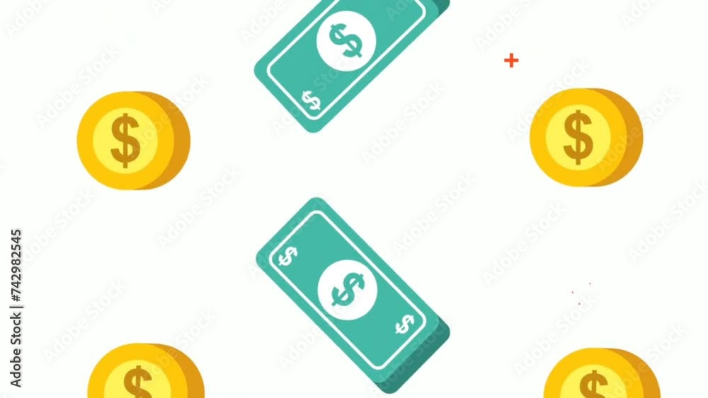 Dollar Bills Rain Effects Animation Money and coin Rain 4k business ...