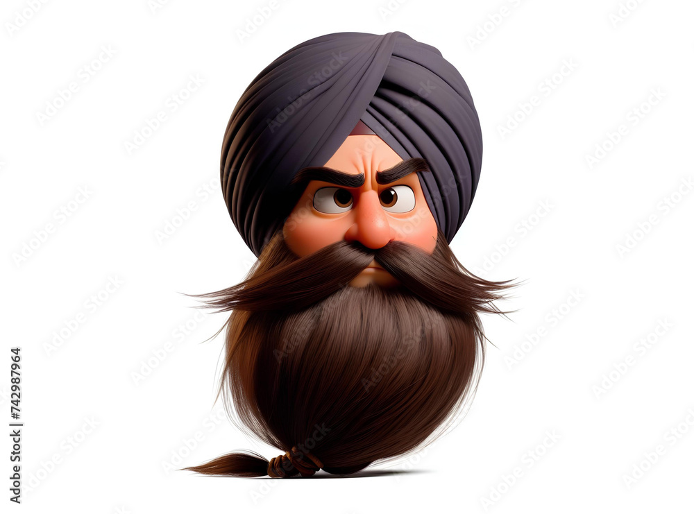 Cartoon portrait of a punjabi sikh sardar, expressions of confusion ...