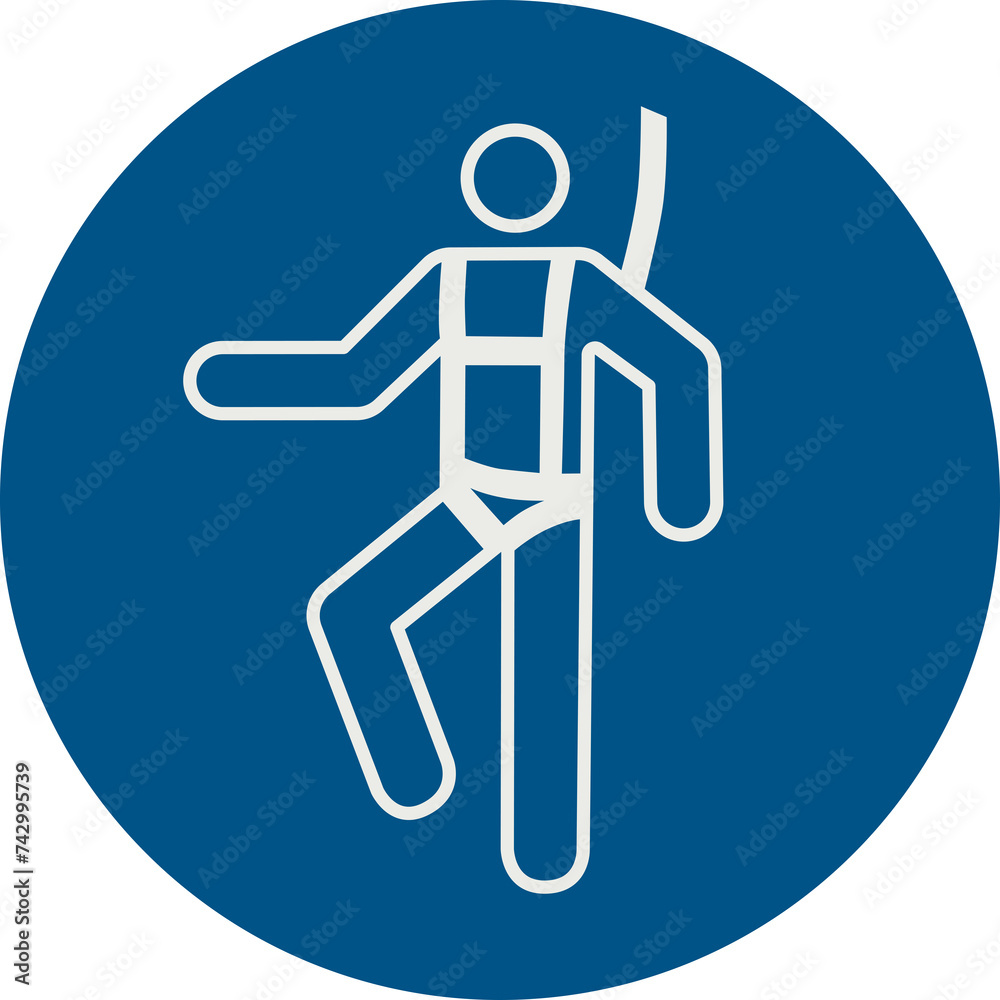 OBLIGATION SIGN PICTOGRAM, WEAR A SAFETY HARNESS ISO 7010 – M018 ...