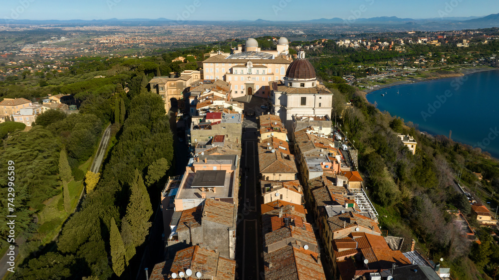 Aerial view of the Papal Palace of Castel Gandolfo. The Apostolic ...