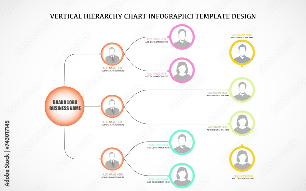 Vertical flat organizational chart infographic template design Stock ...