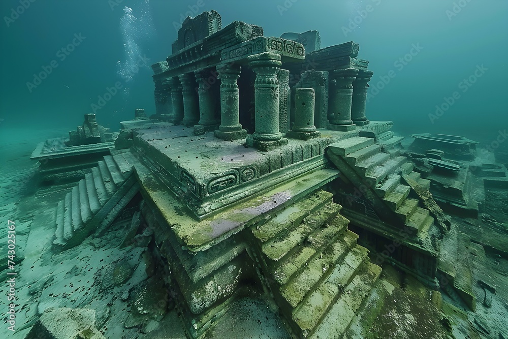 Exploring the Ancient Civilization Through Underwater Ruins. Concept ...